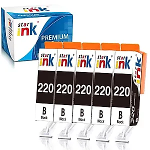 starink(5-Pack Compatible Ink Cartridge Replacement for Canon PGI-220 Black PGI220 for Pixma MX870 MX860 MP560 MP620 MP640 MP980 MP990 iP3600 iP4600 iP4700 MP540 MP550 MP630 Printer