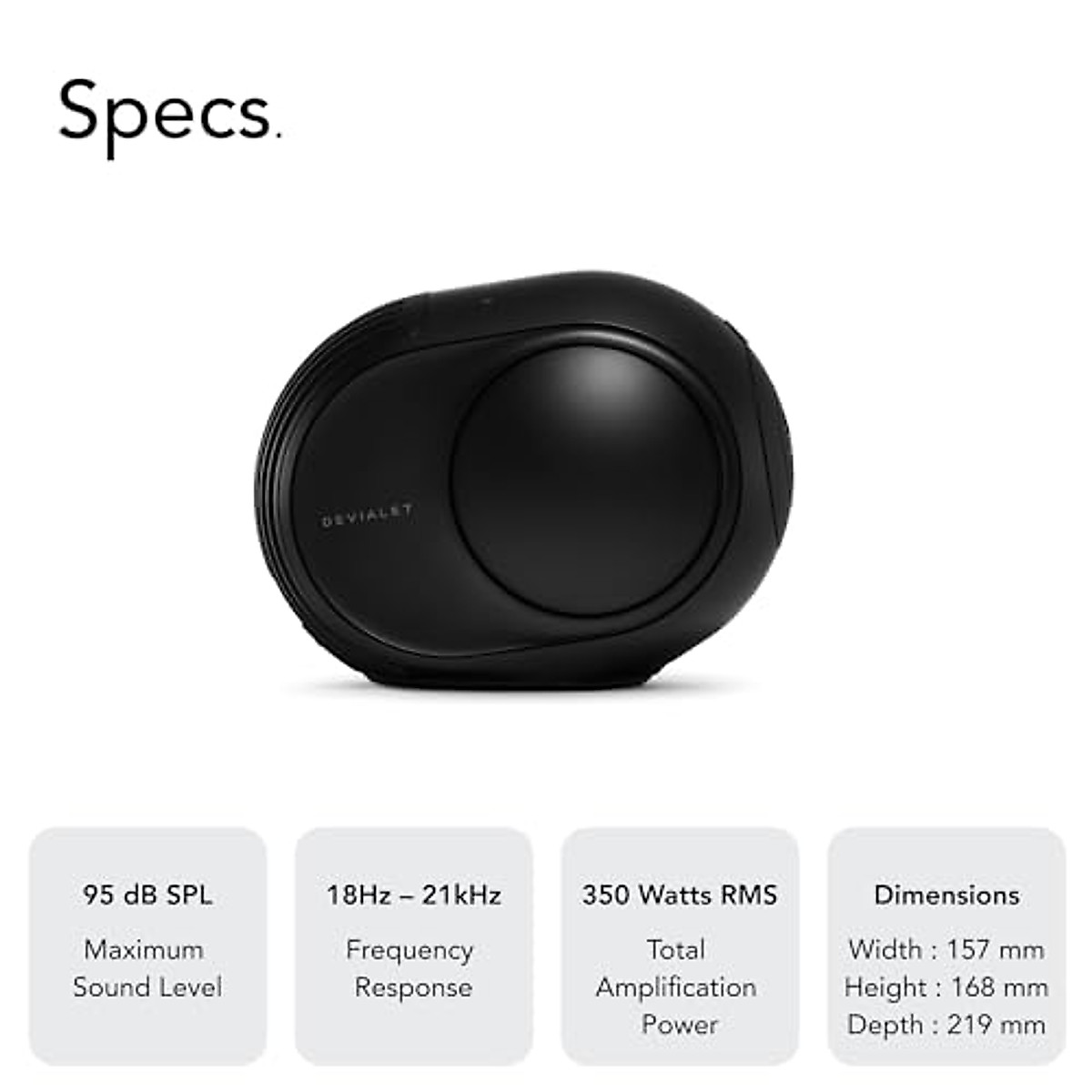 Devialet Phantom II - 95 dB - Compact Wireless Speaker - Matte Black