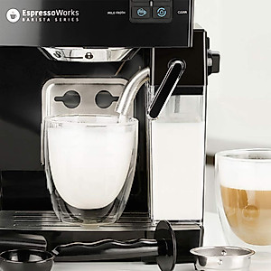 EspressoWorks 19-Bar Espresso, Latte and Cappuccino Maker 10-Piece Set - Brew Cappuccino and Latte with One Button - Espresso Machine with Milk Steamer 1250W - Coffee Gifts (Black)