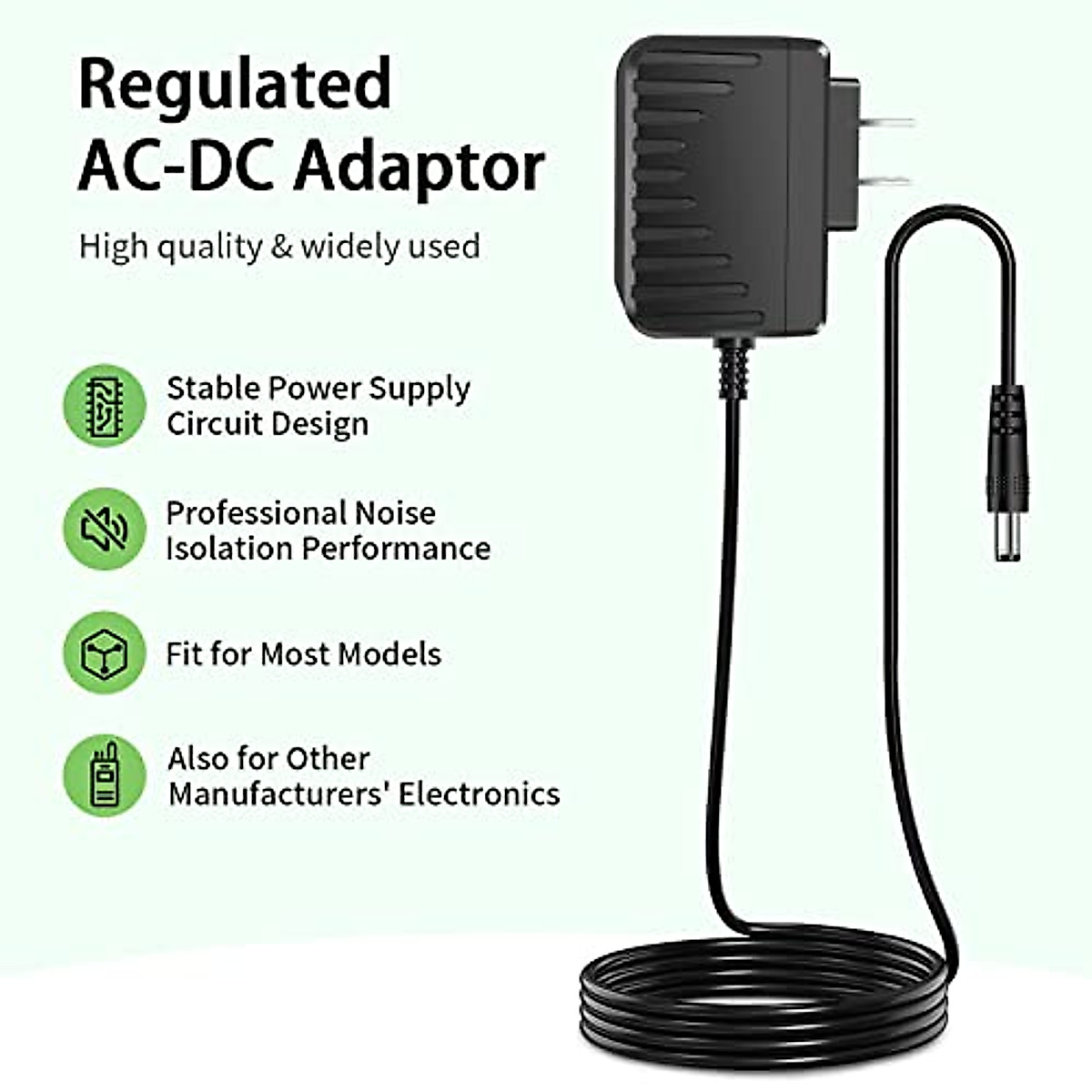 for Casio Keyboard Donner Roland Boss Electronic Guitar Multi-Effect Pedal 9V 1500mA Power Adapter Supply Tip Negative with 5 Way Daisy Chain Cables