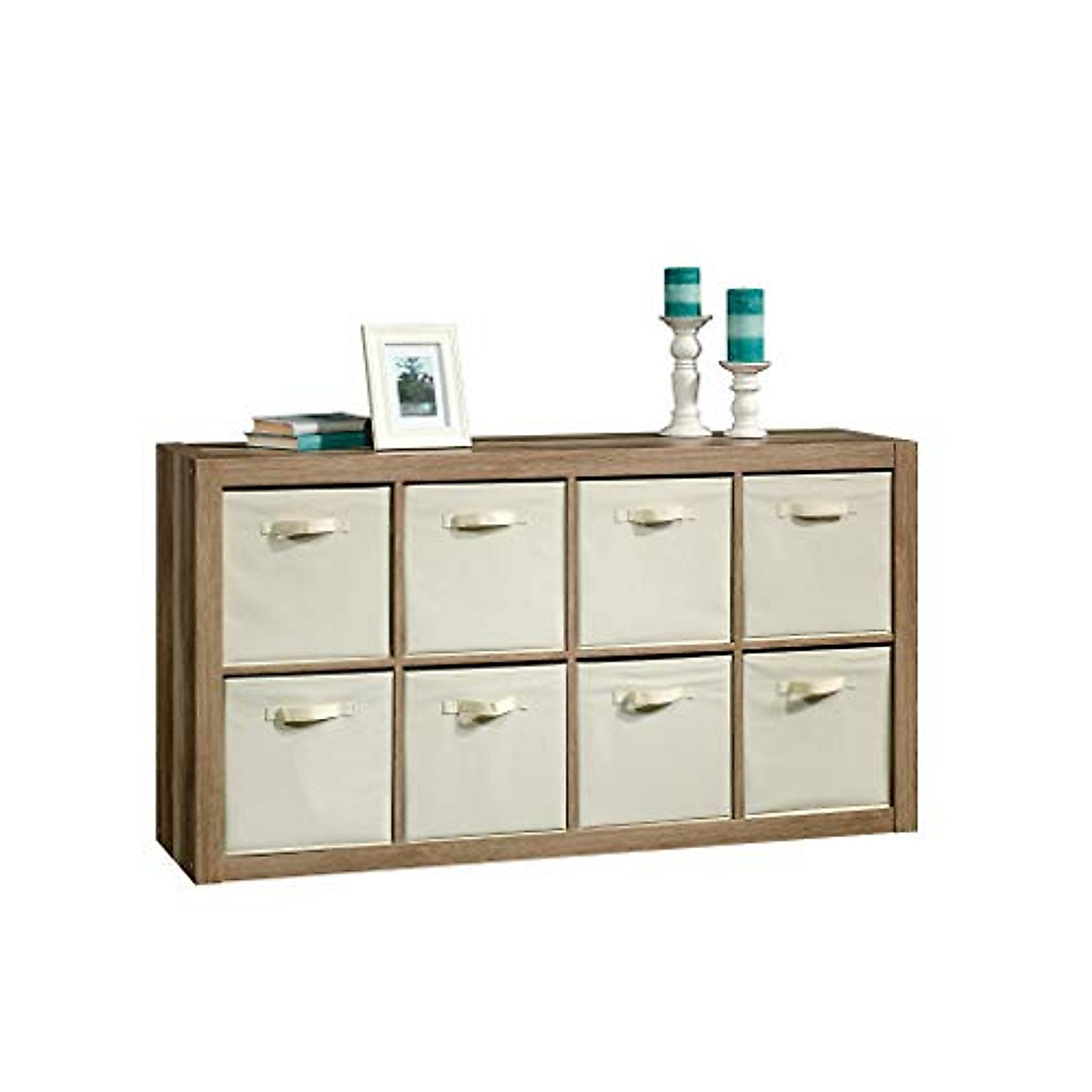 Sauder Stow-Away 8-Cube Organizer, L: 30.91" x W: 15.39" x H: 57.87", Lintel Oak Finish