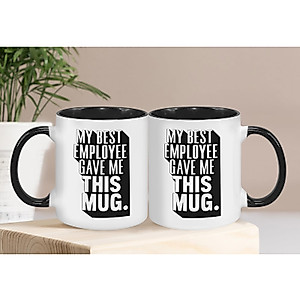 Boss Gifts Boss Mug 11Oz,Funny Gifts for Boss Coffee Cups,My Best Employee Gave Me This Mug Boss Christmas Gifts,Boss Day Gifts,Birthday Gifts for Boss Men Women,Goodbye Gifts for Your Boss