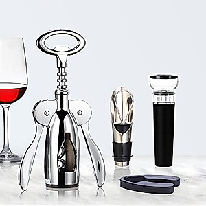 Drincarier Stainless Steel Wine Opener Compact Corkscrew Wine Bottle Opener with Foil Cutter Wine Stopper………