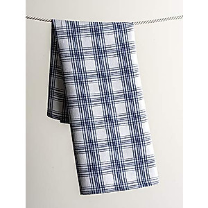 Calicot Dish Cloth 100% Cotton 20 Inch x 27.5 Inch Quick Qrying Kitchen Towel Easter for Hotel Quality, Dining, Kitchen, Parties & Tea (Blue Checks)