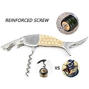 FAFAXOXO Unique Fish Corkscrew, Professional Waiters Corkscrew Wine Key Bottle Opener,Manual Wine Key for Servers, Waiters, Bartenders and Home Use