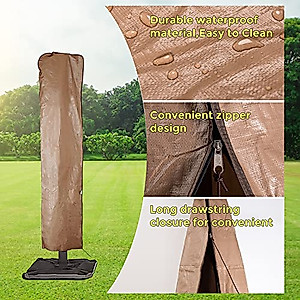 Abba Patio Offset Umbrella Cover, Patio Cantilever Umbrella Cover for 9-11 Ft Outdoor Umbrella, Market Umbrella/Parasol Cover with Zipper and Waterproof, Brown