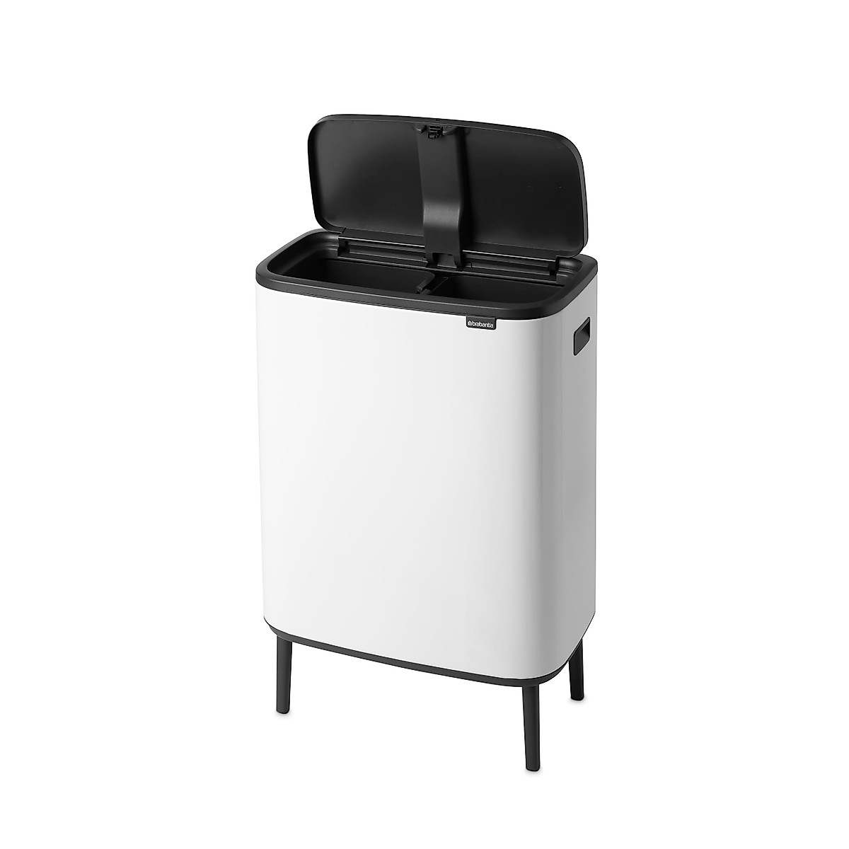 Brabantia Bo Hi Touch Top Trash Can - 2 x 8 Gal Inner Buckets (White) Waste/Recycling Garbage Can, Removable Compartments, Raised Legs