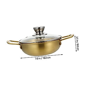 Yardwe 1 Set Stainless Steel Noodle Pot Stove Griddle Stainless Steel Skillet Japanese Ramen Metal Steaming Pot Korean Noodle Pan Noodles Cooker Ramen Pot Household Saucepan Kitchen Pan
