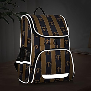 Sletend Large Capacity Printing Student Shoulder Bag for Children Teenagers Skull Stripe Laptop Bag School Bag for Work School, Men's and Women's Travel Backpack