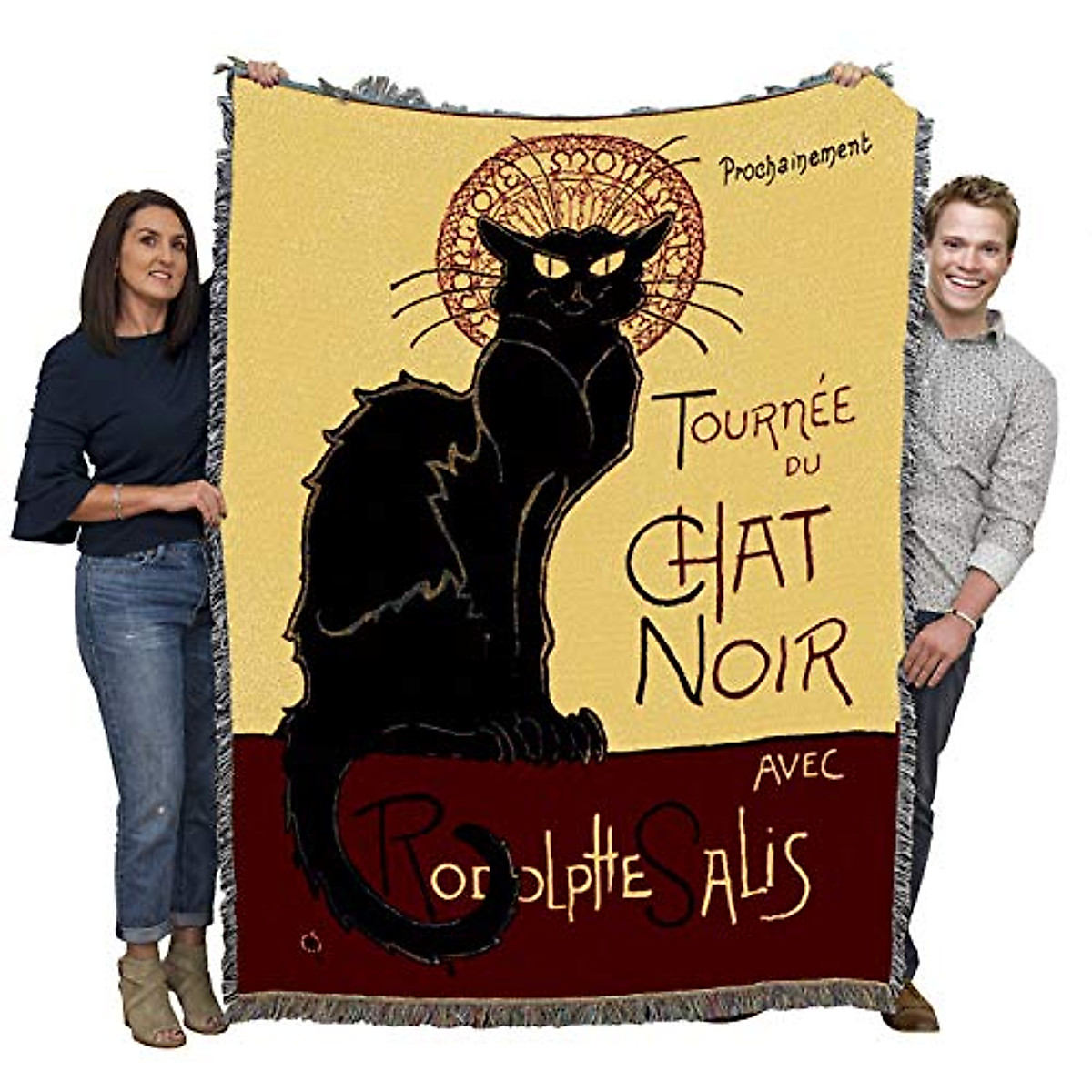 Pure Country Weavers Tournee Chat Noir Vintage Poster Blanket by Theophile Steinlen - Gift for Cat Lovers - Tapestry Throw Woven from Cotton - Made in The USA (72x54)