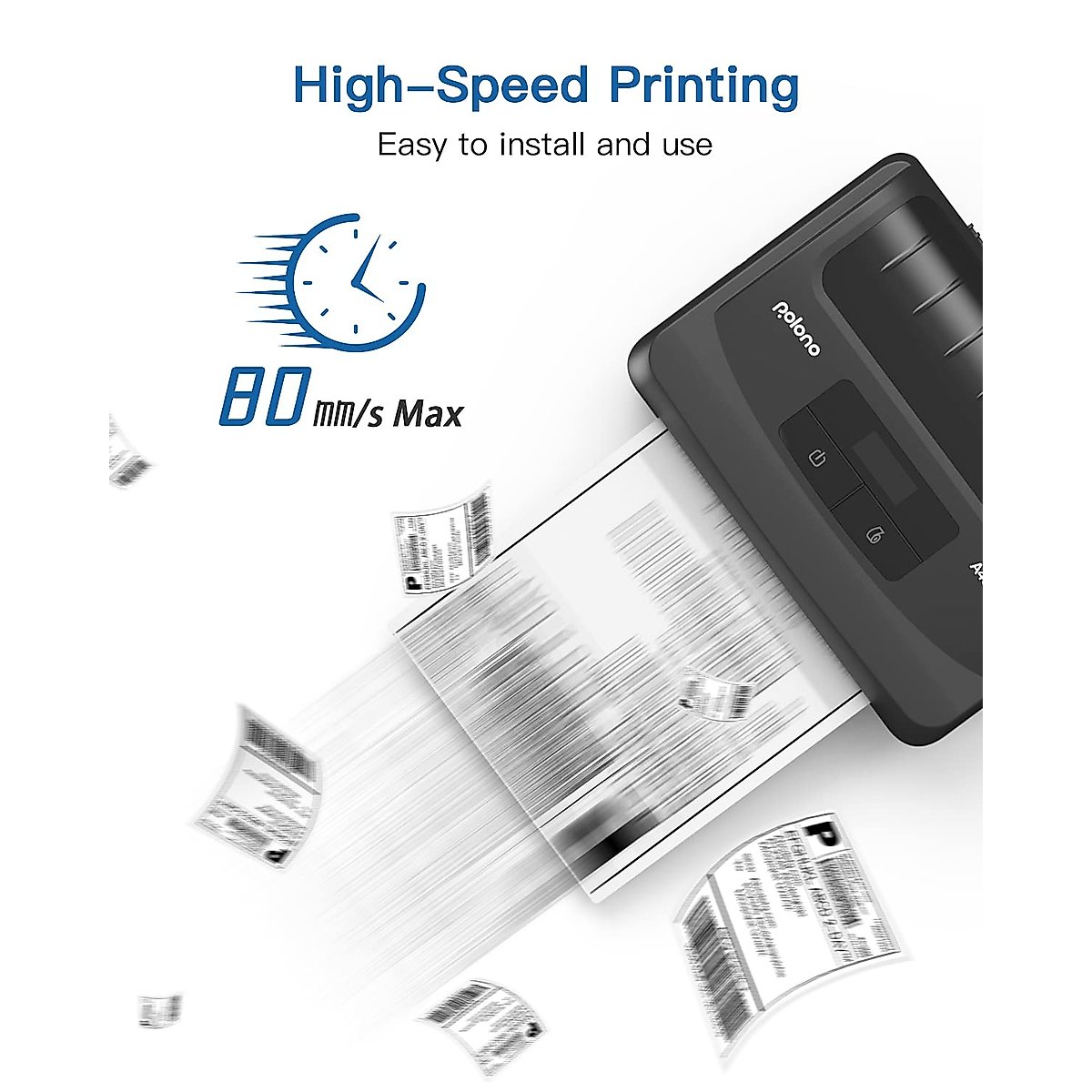 POLONO A400 Bluetooth Thermal Label Printer, 4x6 Label Printer for Shipping Packages Small Business, Bluetooth Shipping Label Printer for iPhone, Android & PC, Compatible with Amazon, Ebay, ect.