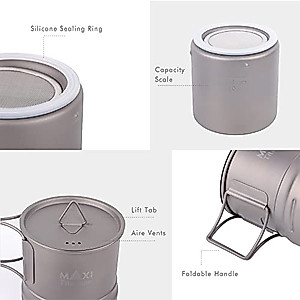Maxi Coffee Maker, Titanium Moka Pot, 5oz each brew, backpacking friendly
