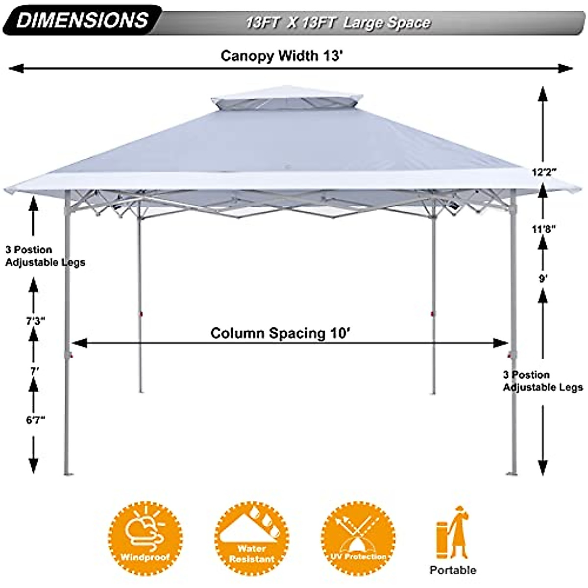 ABCCANOPY Easy Set-up 13x13 Canopy Tent 169 sq.ft Sun Shade