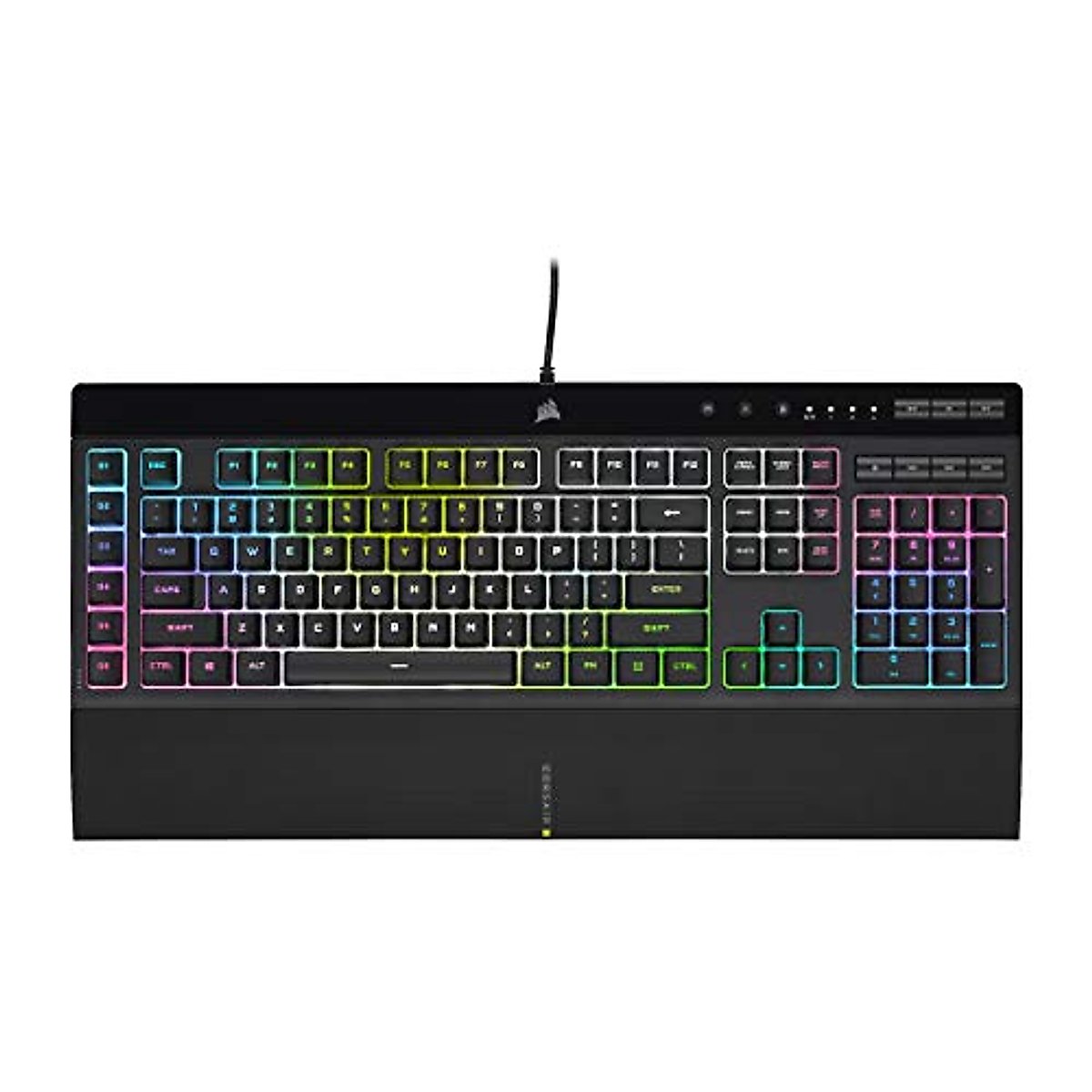 Corsair K55 RGB PRO XT - Dynamic Per-Key RGB Backlighting - Six Macro Keys with Elgato Stream Deck Software Integration-IP42 Dust and Spill-Resistant-Detachable Palm Rest-Media and Volume Keys-Black