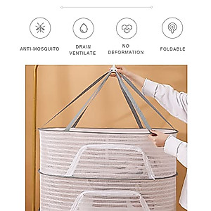 Bakidn Herb Drying Rack 3 Layer Hanging Mesh Net for Plants Hanging Drying Fish Net Foldable Hanging Mesh Dryer for Buds, Fruits, Hydroponics Flowers, Vegetables, Fish, or Clothes, Doll
