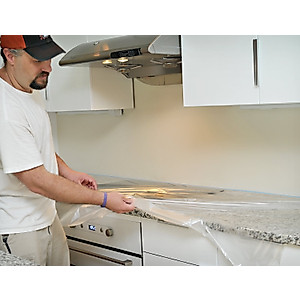 Trimaco 949460 Easy Mask Tape & Drape Pre-Tape Masking Film with 14 day Blue PerfectEdge Tape, 0.6m x 22m