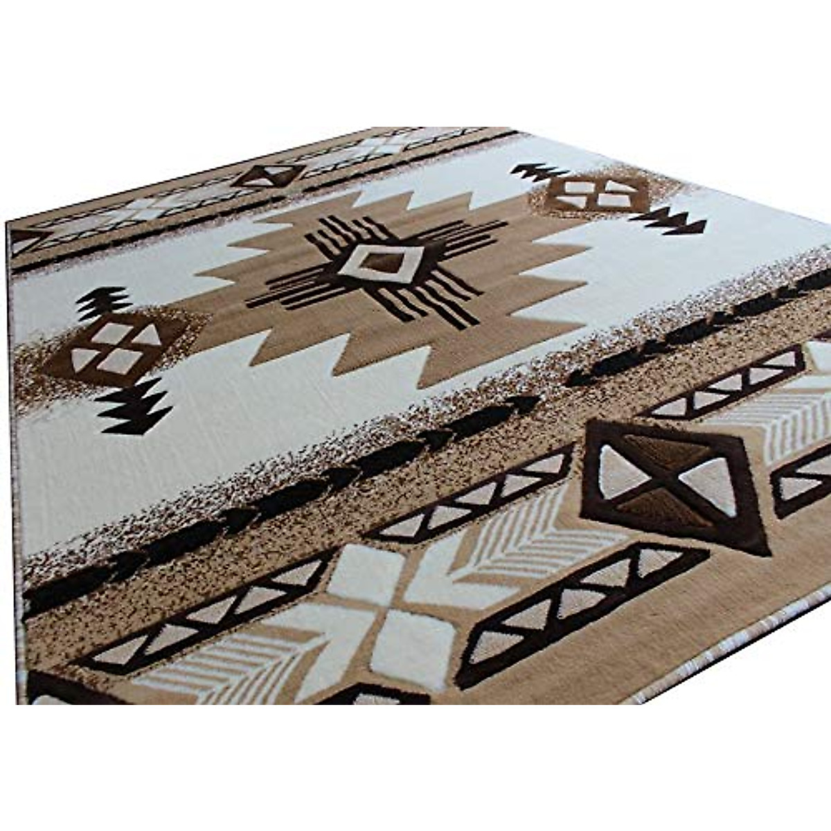 YHSF South West Native American Area Rug C318 - Easy Clean, Thick, Soft, Durable Native Tribal American Indian Inspired Rug for Bedroom/Living Room and More - Ivory, 5 Feet x 7 Feet