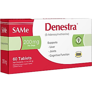 Denestra Same for Dogs & Cats - Supports Liver, Joints & Cognitive Function - Detoxication Cleansing Liver - Antioxidants - Veterinarian Formulated - 200Mg - 60 Tablets