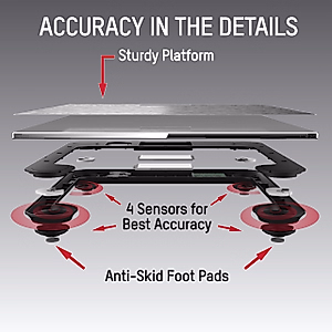 Taylor Precision Products Digital Bathroom Scale, Highly Accurate Body Weight Scale, Instant On and Off, 400 lb, Sturdy Clear Glass with Chrome Finish Base