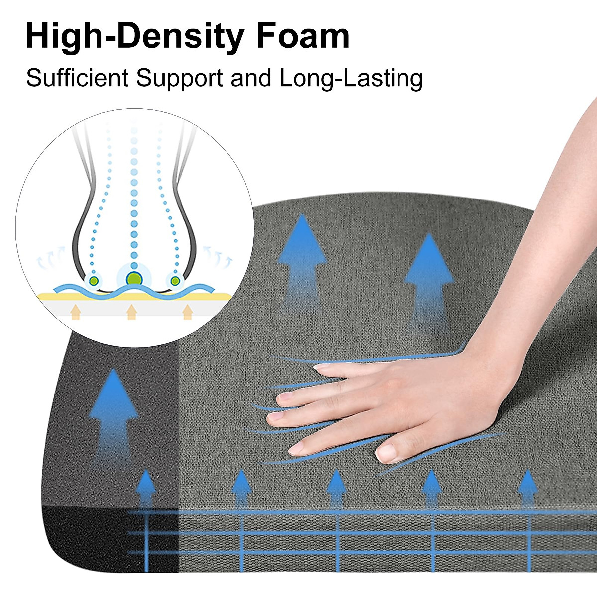 Shinnwa Kitchen Chair Cushions Set of 4, Non-Slip Dining Chair Cushions with Ties and Machine Washable Cover, 4 Pack, 17 x 16.5 x 2in, Dark Gray