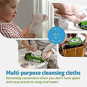 Medline-MSC263954 FitRight Aloe Personal Cleansing Cloth Wipes, Unscented, 8 x 12 inch Adult Large Incontinence Wipes, 100 count, pack of 6 - White