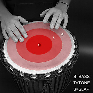 Djembe Drum, AKLOT African Drum Hand-Carved 9.5'' x 20'' Mahogany Goatskin Drumhead for Adults Beginners (Red)