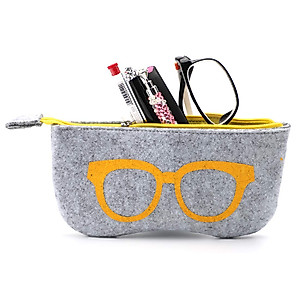 Soleebee 4 Pack Portable Eyeglasses Bag Case Soft Felt Zipper Glasses Purse Bag Makeup Storage Pouch