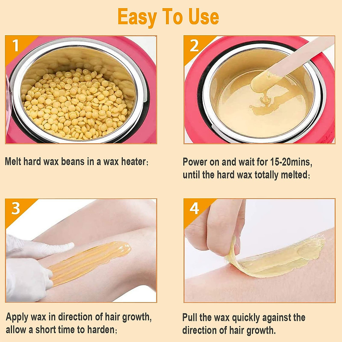 Roll On Wax, Lavender Hair Removal Roll on Wax Cartridge, Depilatory Wax Roller Refill Wax for Legs and Arms