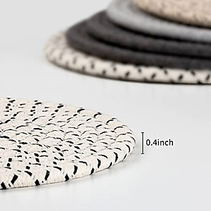 Trivets for Hot Dishes, Large Trivet for Hot Pots and Pans 8 inches, Hot Pads for Kitchen Table, Coasters Cotton Mat to Protect Counter, Cooking Potholder (Stripe 5 Pcs)