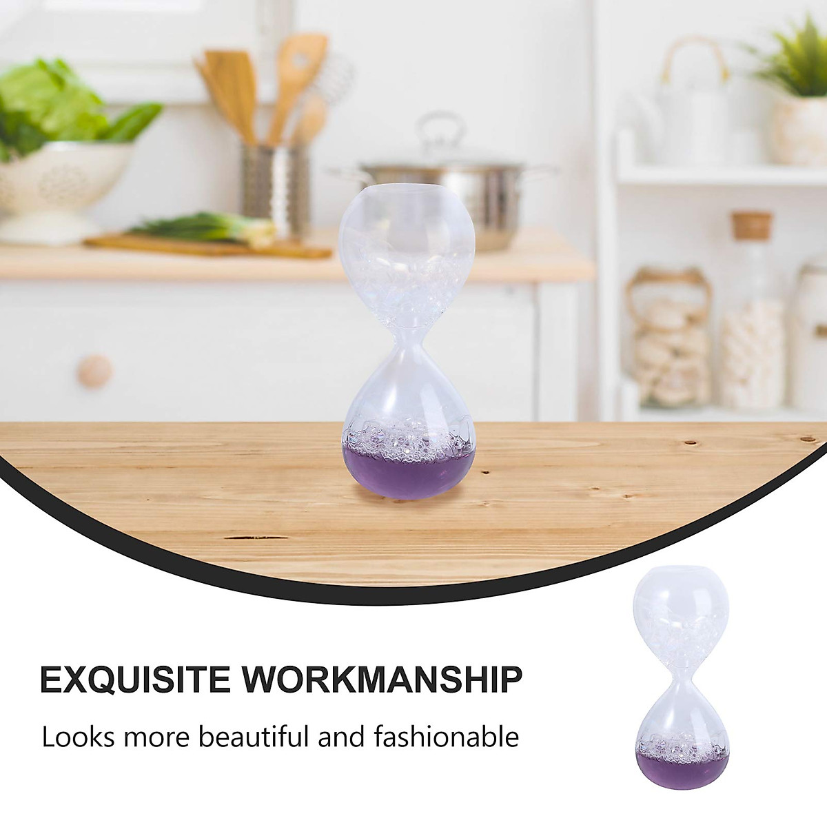 cabilock Hour Glass Glass Hourglass Timer Liquid Hourglass Liquid Motion Timer Hourglass Bubble Singing Hourglass Home Decorations Birthday Gifts (Purple) Water Wiggler