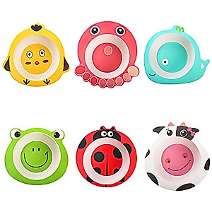 ZEAYEA 6 Pack Bamboo Kids Bowls, 12 Oz Durable Animal Shape Bowls for Kids Children, BPA Free Reusable Snack Bowl, Dinner Tableware for Serving Soup, Cereal, Pasta, Ice Cream