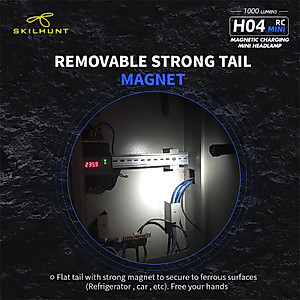 SKILHUNT Headlamp Flashlight -1000 Lumen, FloodLight H04 RC Mini Hi CRI, Compact EDC Waterproof LED Headlight for Outdoor Camping Tactical Emergency Hands-Free (H04 RC Mini High CRI + Battery)