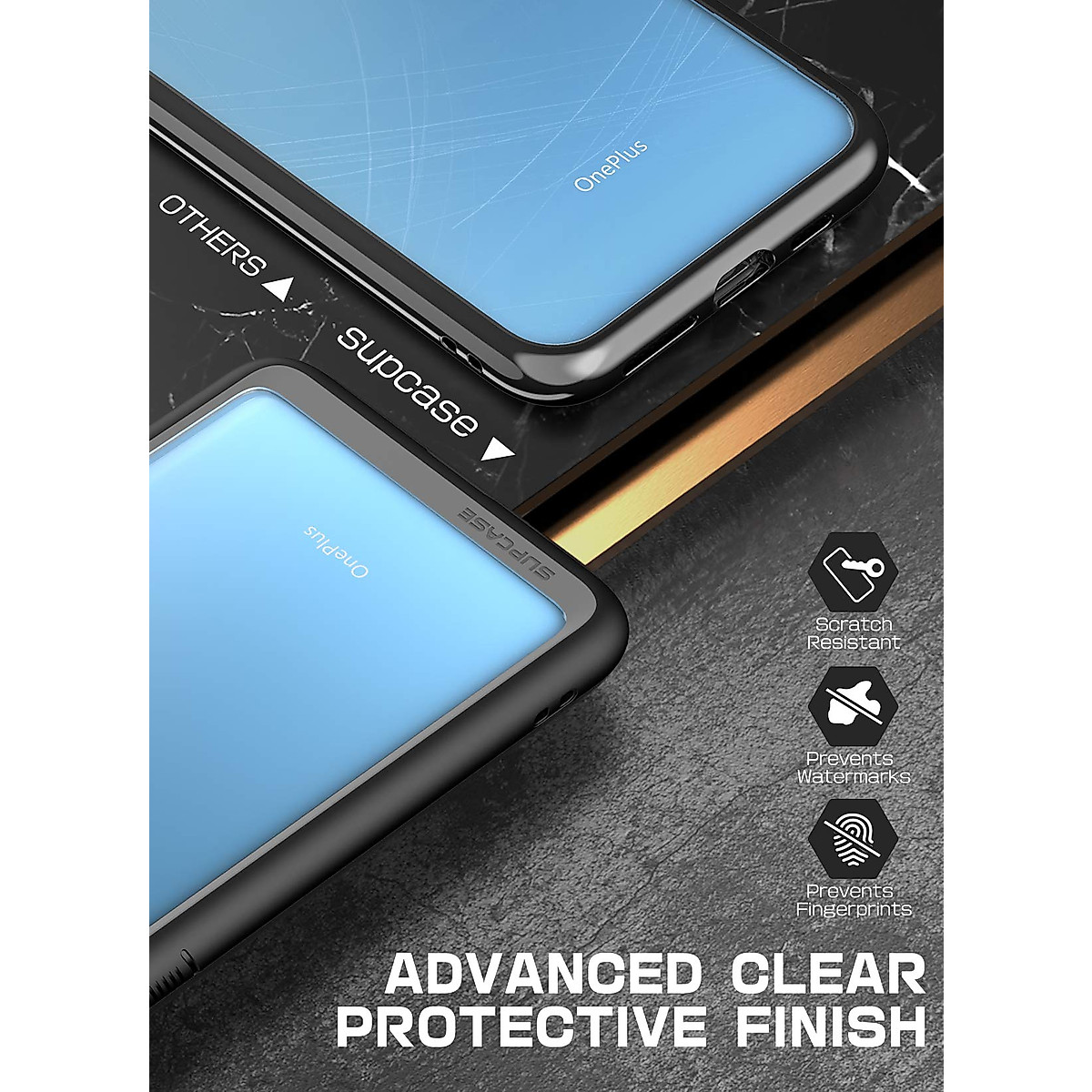 SUPCASE Unicorn Beetle Style Slim Clear Case for OnePlus 7T - Black