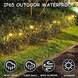 valktech Solar Garden Firefly Lights Solar Swaying Light, Sway by Wind, Solar Outdoor Lights, Yard Patio Pathway Decoration, High Flexibility Iron Wire & Heavy Bulb Base, Warm White(4 Pack)