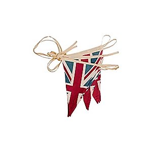 ASVP Shop Vintage British Union Jack Textile Flag Cloth Fabric Bunting Retro Banner UK 16.5 feet Long