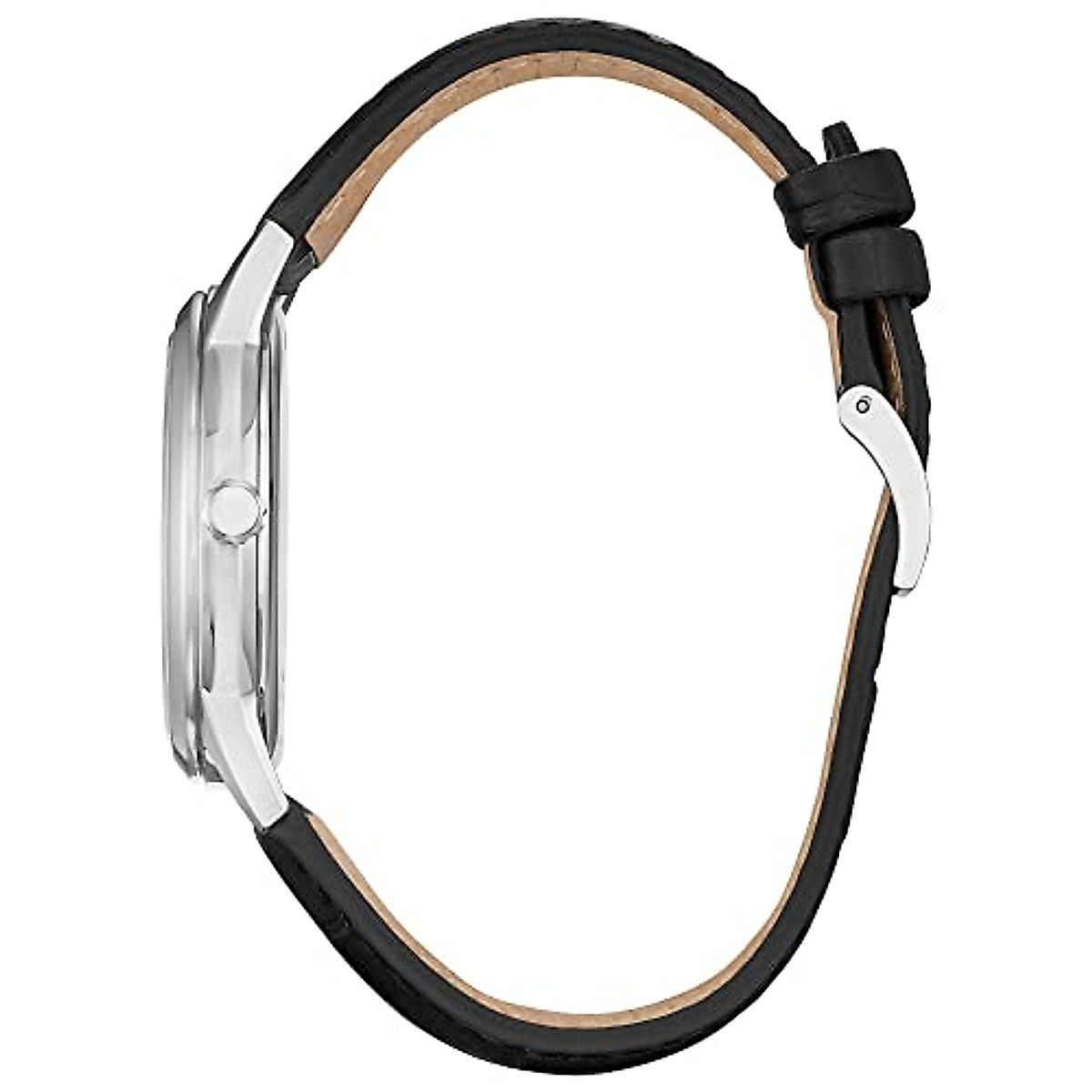 Citizen Men's Classic Eco-Drive Leather Strap Watch, 3-Hand Date, Luminous Hands and Markers, Black Strap/ Blue Dial