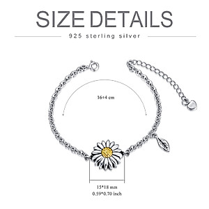 Sunflower Cremation Jewelry 925 Sterling Silver Urn Bracelet Link Flower Keepsake Ashes Memorial Pendant Locket for Women Mom