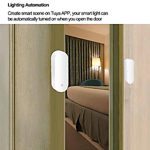 WiFi Door Sensor, Tuya Smart Door Window Sensor, Smart Window Sensor Real-time Alarm Compatible with Alexa Google Assistant,Home Security Door Open Contact Sensor for Business Burglar Alert (1 Pack)