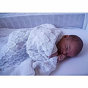 Soft Knit Baby Blanket 100% Organic Cotton GOTS Certified, Swaddle, Receiving and Stroller Blankets, White Neutral for Boy, Girl, Newborn, Infant and Toddler 40 x 30 inches