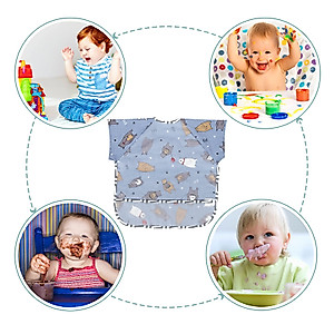 Accmor 3pcs Waterproof Baby Bibs/Short Sleeve Bibs for Feeding/Toddler Smocks/Baby Bibs 6-36 Months