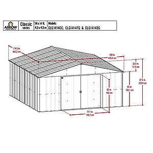 Arrow Classic Metal Shed, 14 x 14, Charcoal