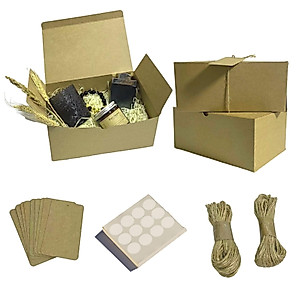 XCXGYCA Brown Gift Boxes 9x6x4 Inches 10 Pack Paper Gift Box for Bridesmaid Gifts, Birthday, Party, Christmas，Wedding, Crafting Cupcake Boxes, With 66 FT Twine 12 Bottom Stickers 10 Tags …