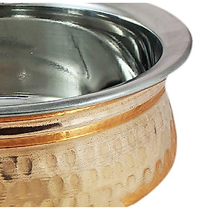 Set of 2 - Copper Stainless Steel Tableware - Dishes Serving Bowl for Indian Food - Dia 5 Inches