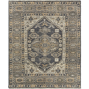Hauteloom Huntspill Wool Living Room, Bedroom Area Rug - Traditional - Black, Charcoal, Peach - 8' x 10'