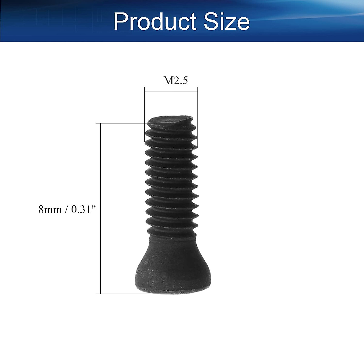 Auniwaig Black Screws Torx M2.5 x 8mm Carbon Steel Flat Head Socket Head Cap Screws Bolt 12.9 Grade for Replacement 10pcs