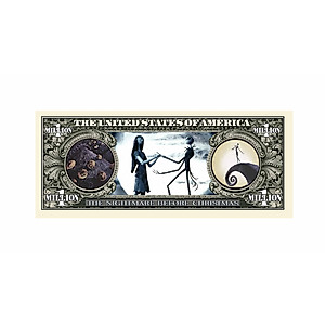 Nightmare Before Christmas Million Dollar Bill - Pack of 5 - Limited Edition Collectible Bill - Jack Skellington - Pumpkin King