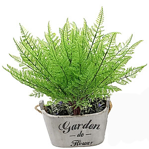 LOVENIMEN Artificial Fern Leaves Plants, Plastic Shrubs Grass Fake Bushes 2pcs, Outdoor Indoor Greenery Home Garden Décor Verandah Planting Filler Table Centerpieces Arrangements DIY Decoration