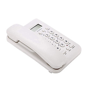 Corded Telephone, Landline Wall Pone Desktop Wired Handset Telephone with Caller ID, Calls Display for Office Home Hotel (White)