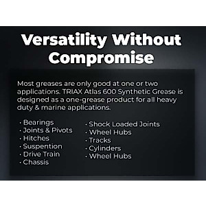 TRIAX Atlas 600 Grease - Full Synthetic, Ultra-Heavy Duty, Low Temp, Marine, Waterproof; All Bearings, Joints, Drive Train & 5th Wheel (10 Pack - 14 Oz Tubes)