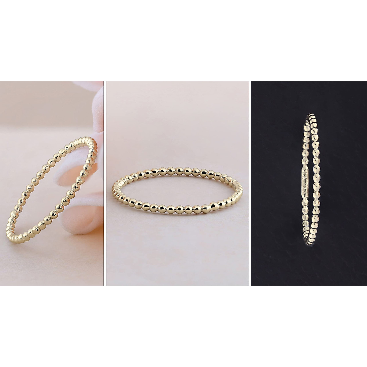 Dazzlingrock Collection 1.4mm Beaded Style Minimalist Ball Chain Design Wedding Band for Her in 10K Yellow Gold Size 7